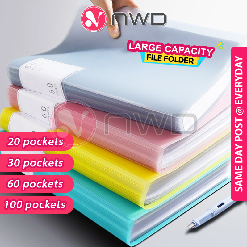 𝗣𝗔𝗚𝗘 𝗚𝗨𝗔𝗥𝗗 》 20/30/60/100 Pockets A4 Transparent Clear File Folder ...