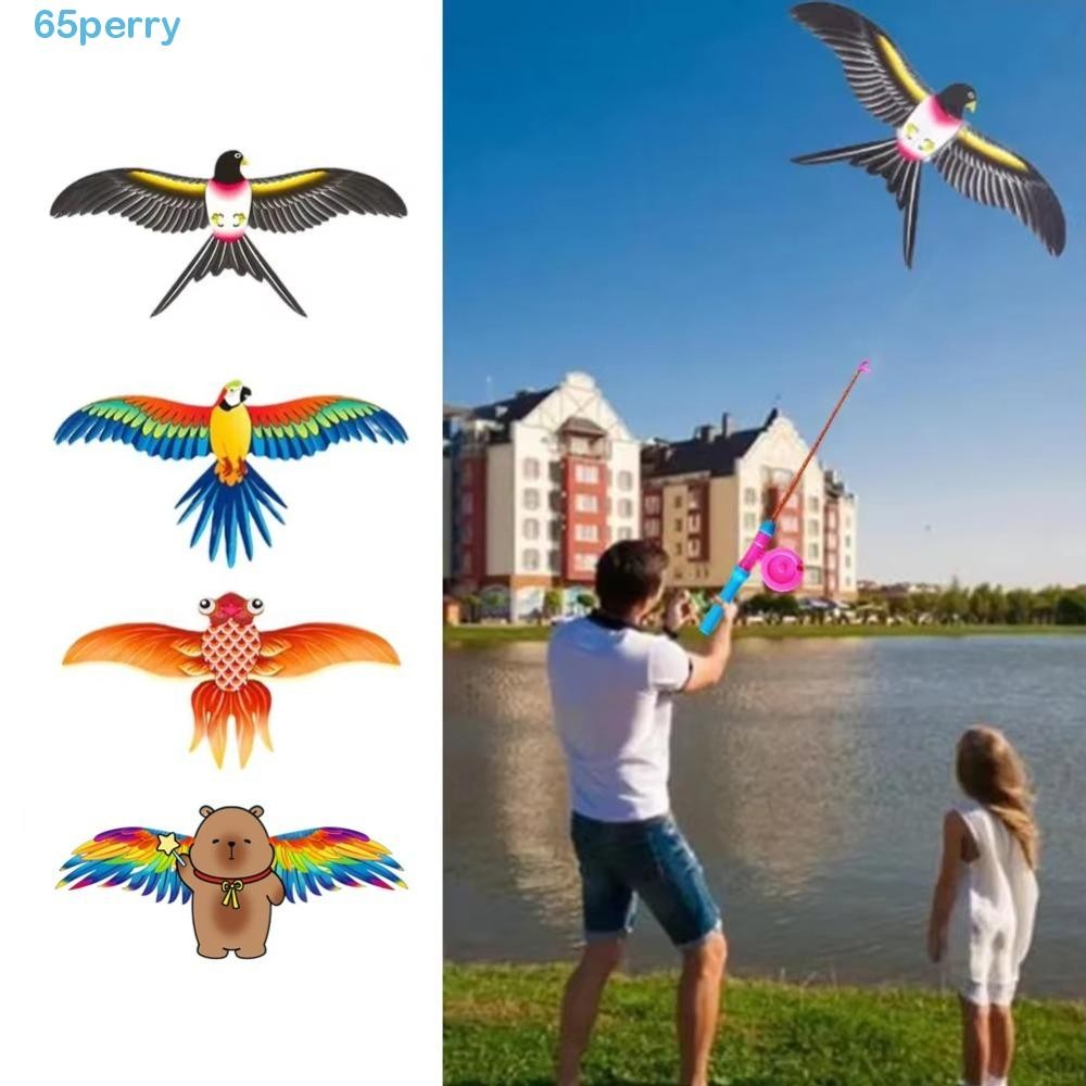 PERRY Handle Kids Flying Kite, Capybara Labubu Hand Brake Children Kite ...