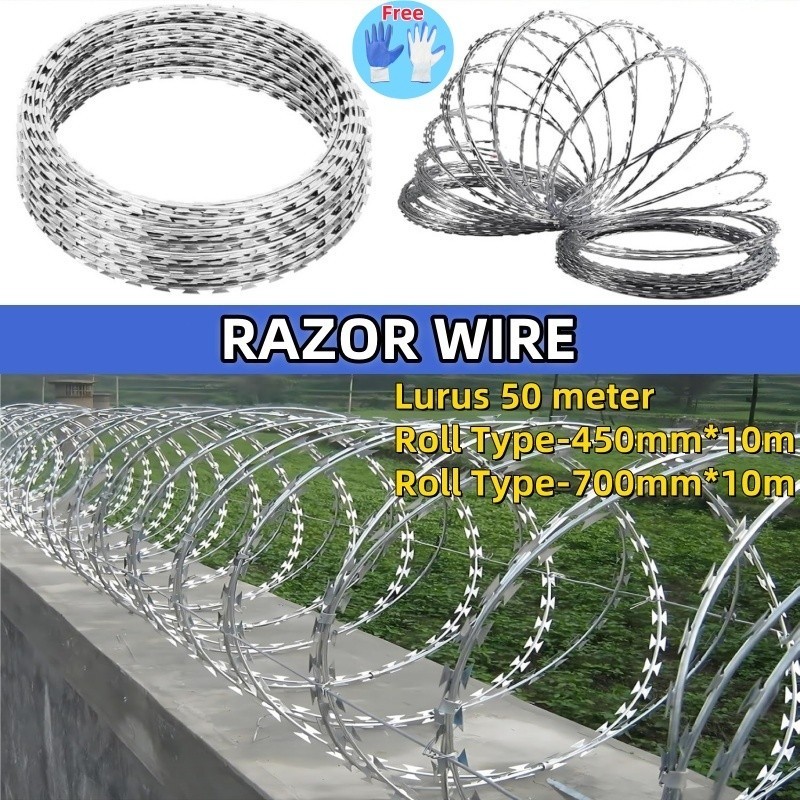 Razor / Concertina Barbed Wire (Cross Type with Clips) - 450mm 700mm ...