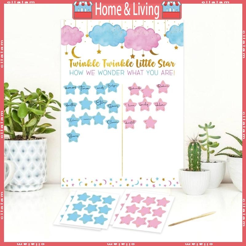 ci Boy or Girl Gender Reveal Game Cloud Poster with Voting Stickers ...