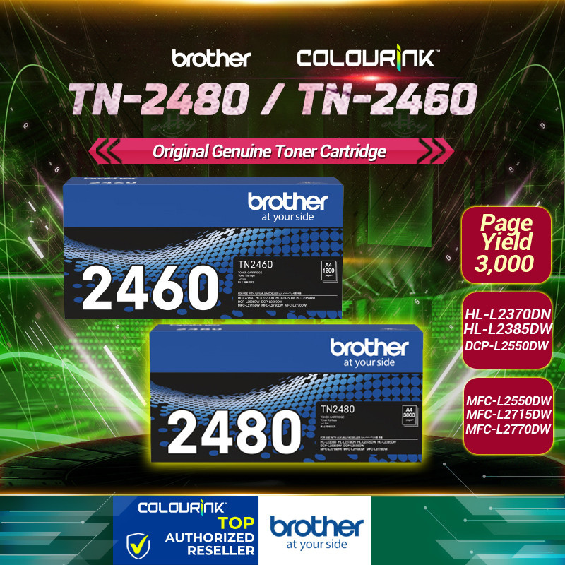 Brother Original Genuine TN-2480 TN-2460 Black Toner L2370DN DCP ...