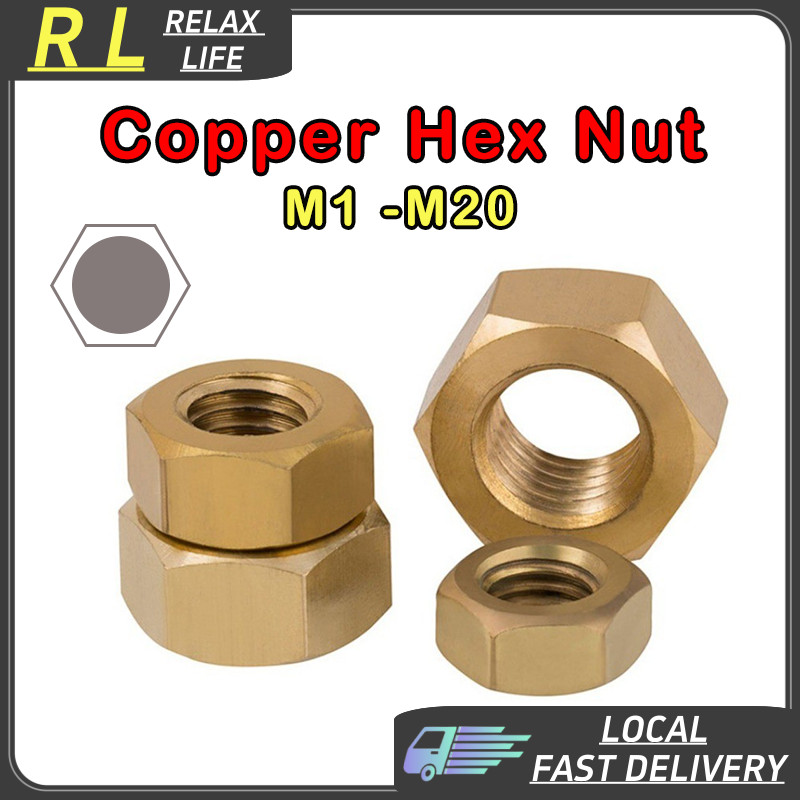 [RL] Copper Hex Nut M1.4-M16 Hexagon Lock Nuts Coarse Thread For Screw ...