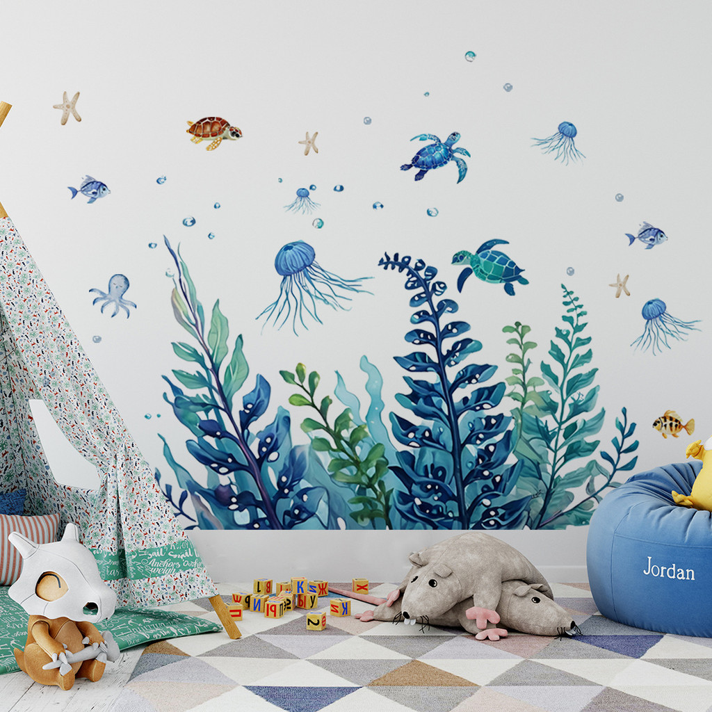 Ocean Sea Turtle Wall Stickers - Under The Sea Marine Theme Seaweed ...