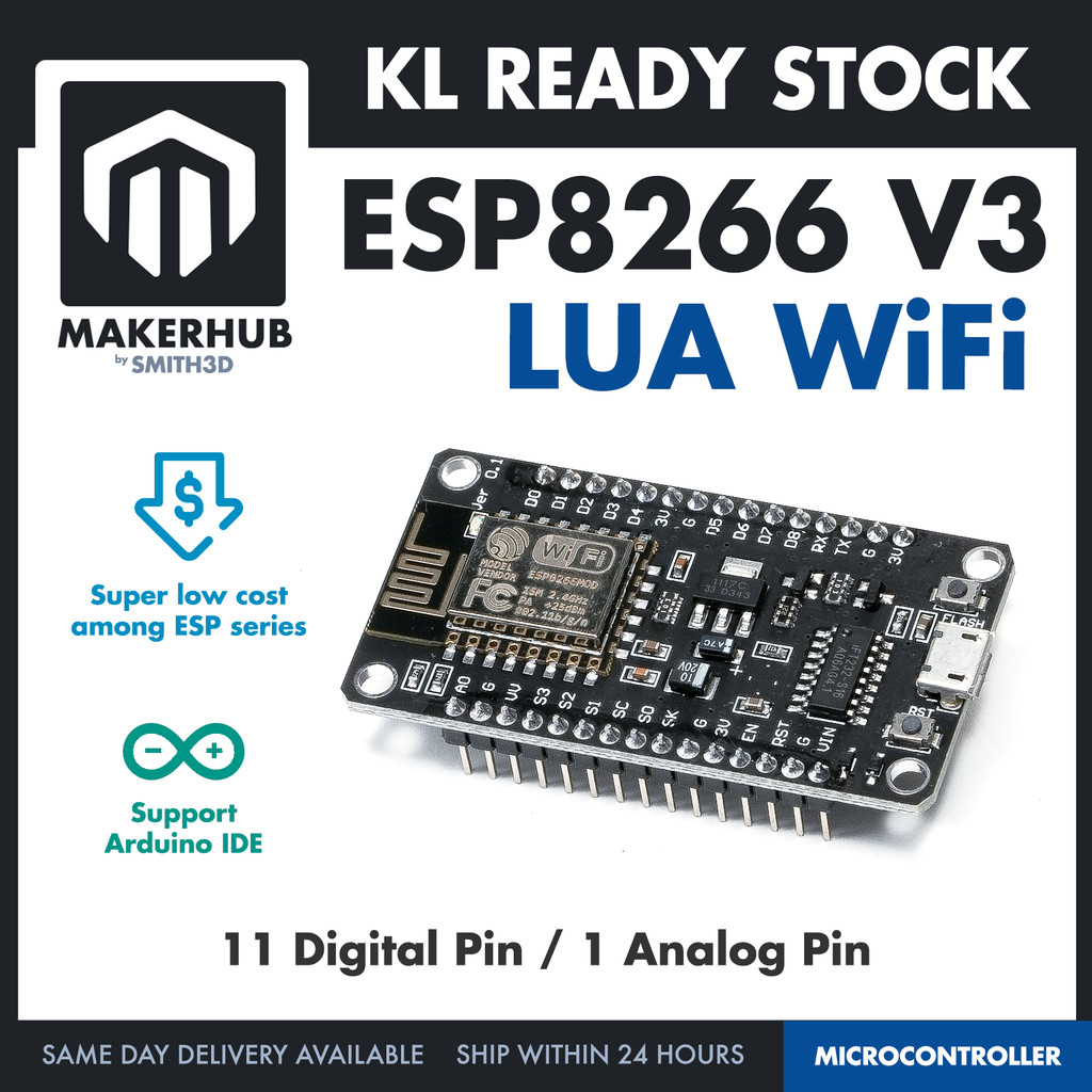 NodeMCU V3 ESP8266 Development Board WiFi CH340 V3 IOT | Shopee Malaysia