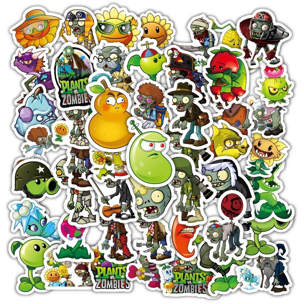 60pcs Plants Vs. Zombies Stickers Cute Cartoon for DIY Decoration ...