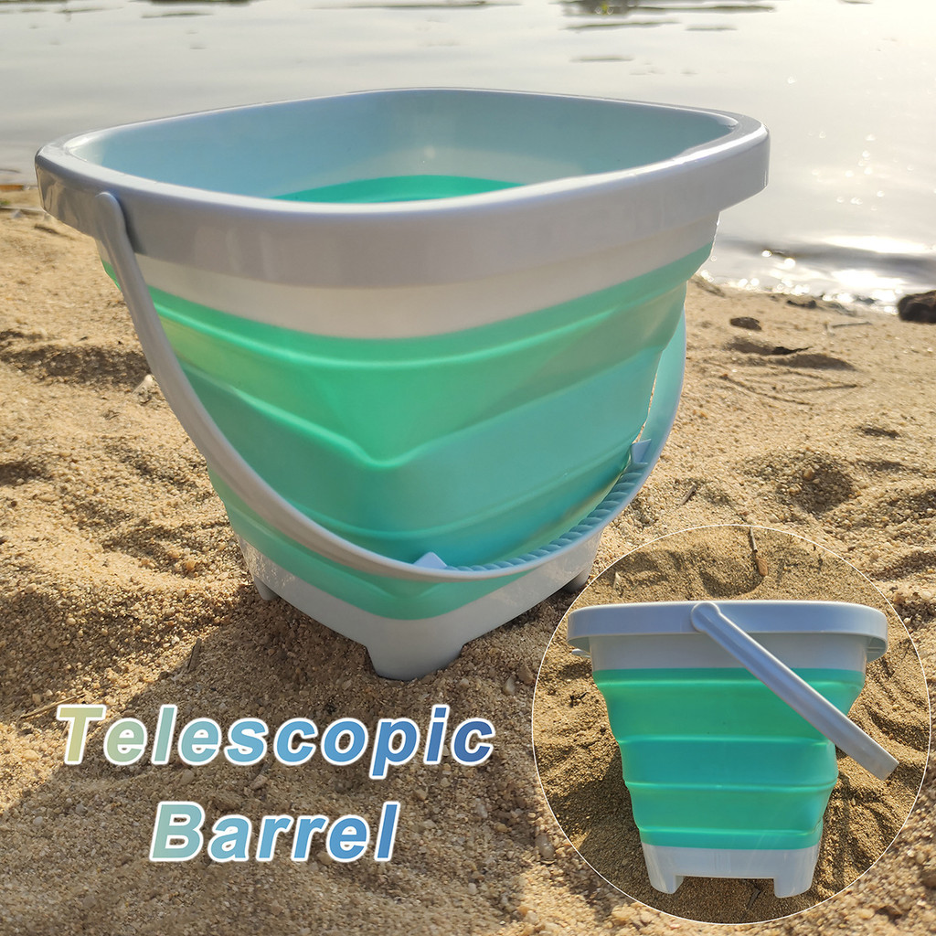 Children Beach Folding Bucket Toy Set Silicone Soft Rubber Portable ...