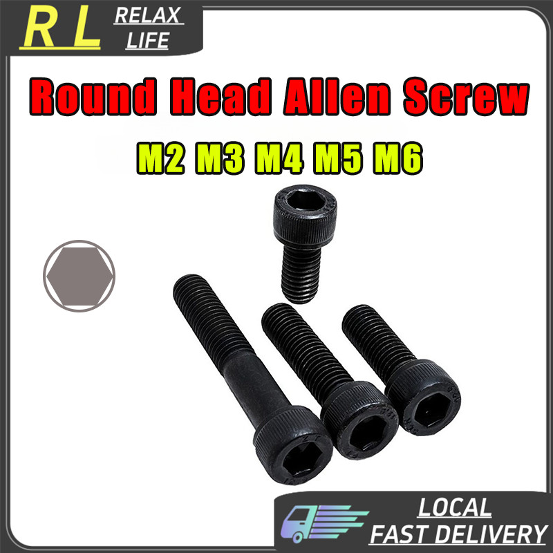 RL Black Socket Hex Allen Screw Cap Round Head DIN912 M2 M3 M4 M5 M6 ...