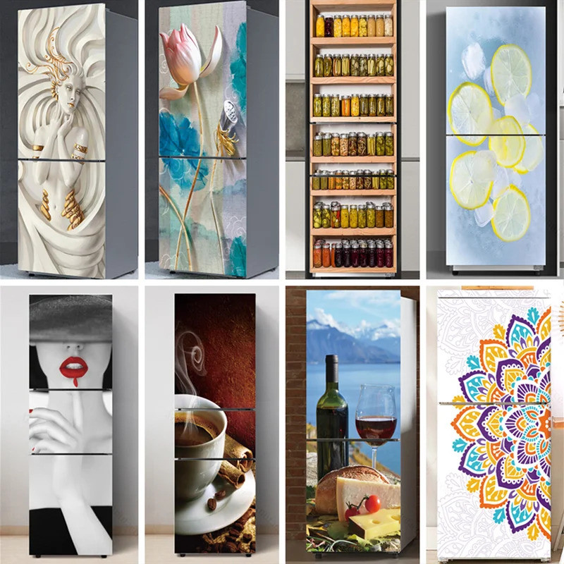 Custom refrigerator sticker Size Big Refrigerator Full Door Cover Decal ...