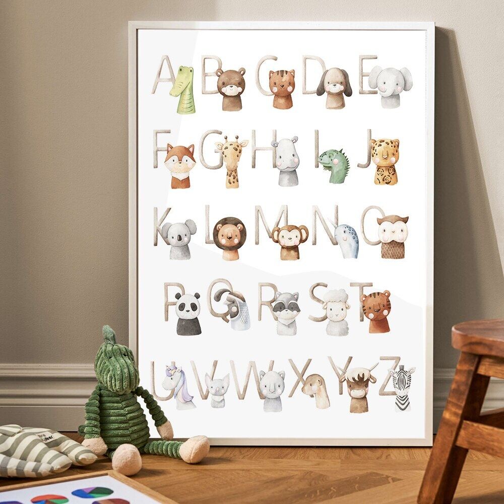 Famous Poster Cute Animal Alphabet Poster Nursery Wall Art Nordic Kids ...