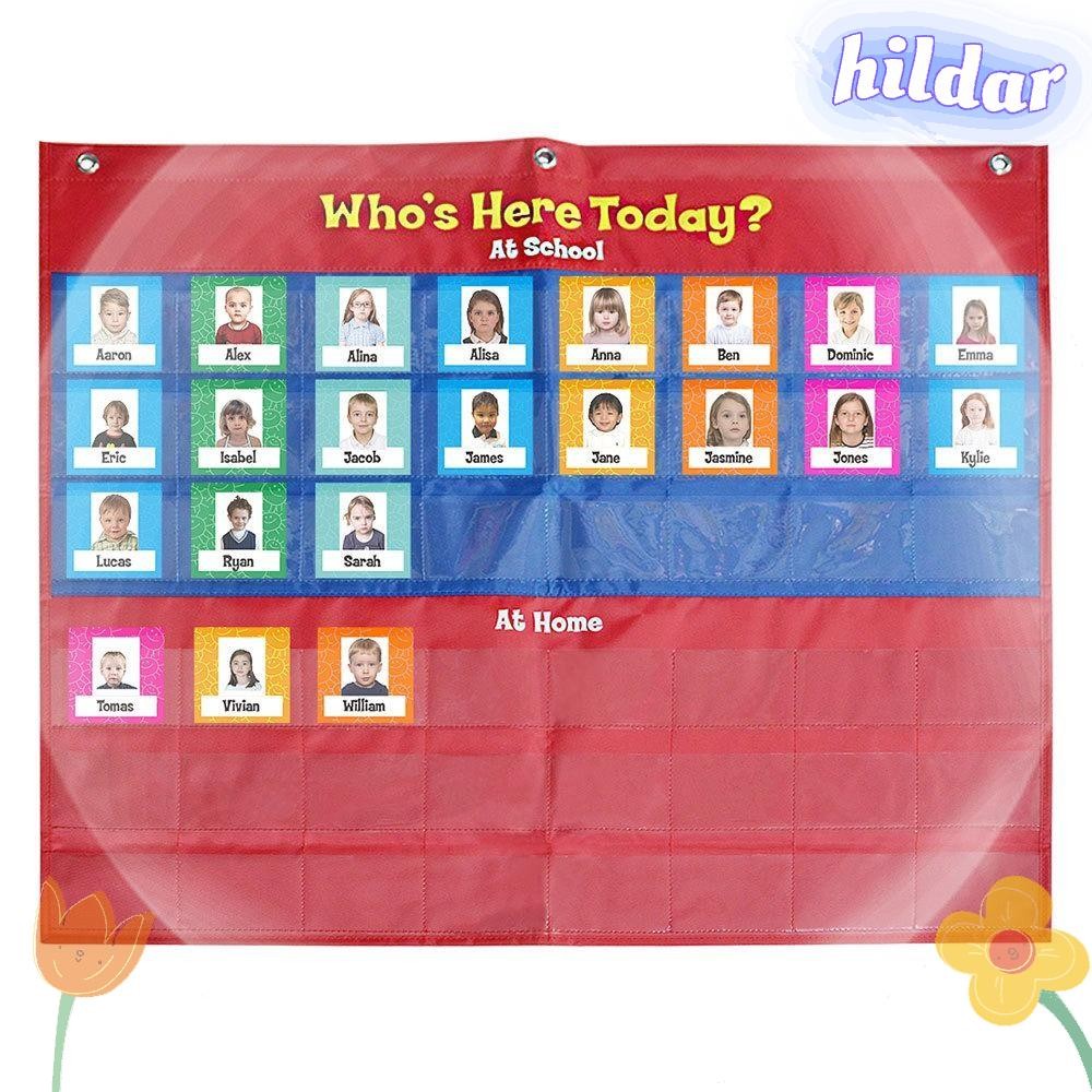 HILDAR Behavior Chart, Red Visual Pocket Chart, DIY Attendance Who is ...