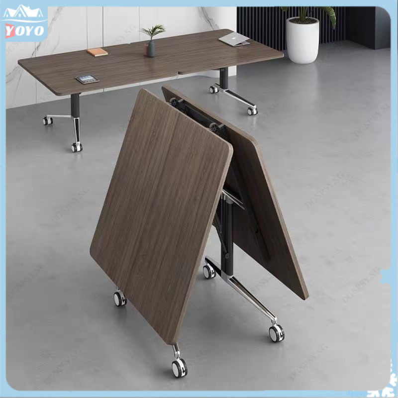 Foldable conference table mobile training table with pulleys splicing ...