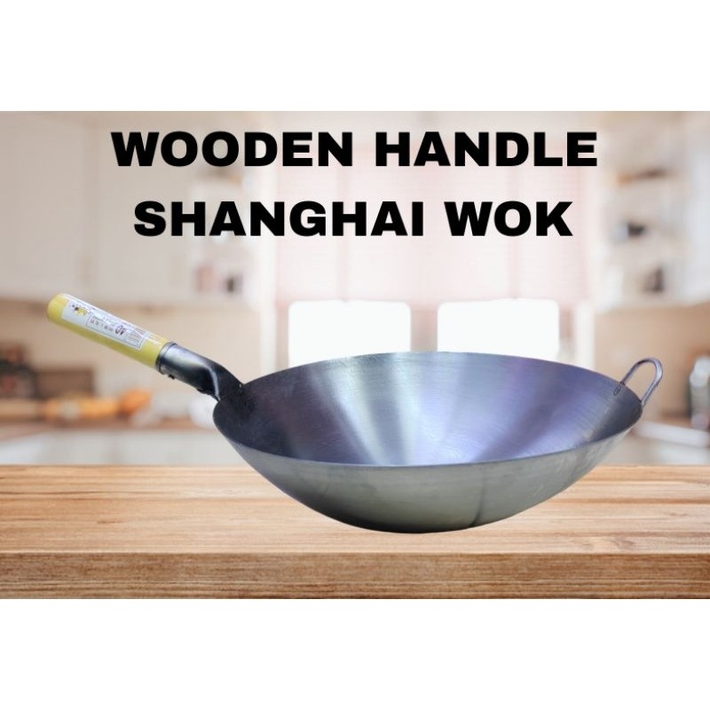 SHANGHAI WOK / WOODEN HANDLE SHANGHAI WOK / KUALI TANGKAI / KUALI / STIR FRY WOK /KUALI MASAKAN ...