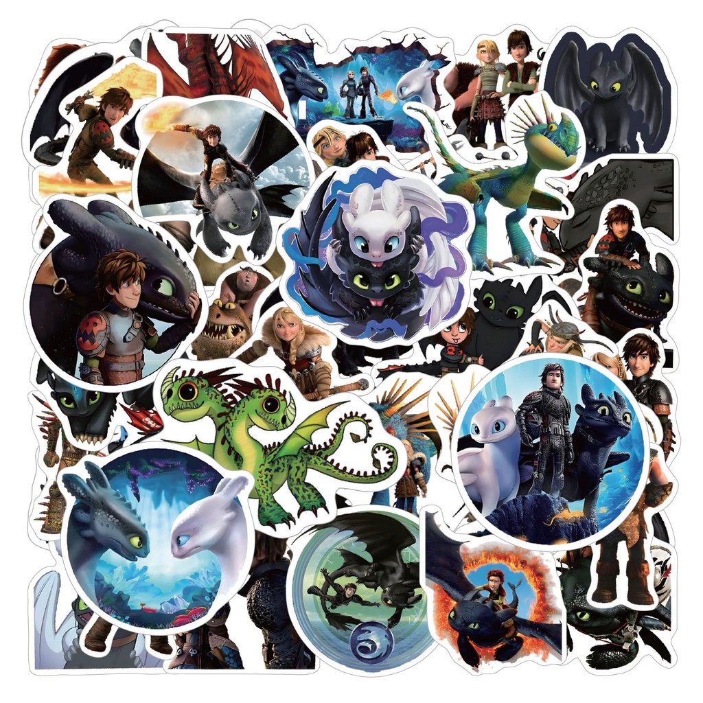 50 pcs How to Train Your Dragon Cartoon Movie Waterproof PVC Stickers ...
