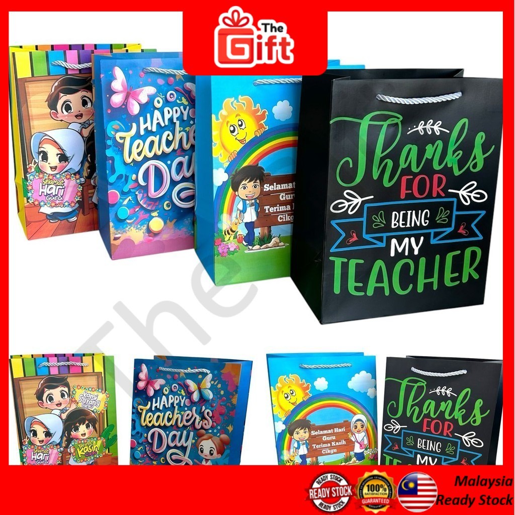 The Gift Happy Teacher Day Paper Bag Handle Gift Party Goodies Door ...