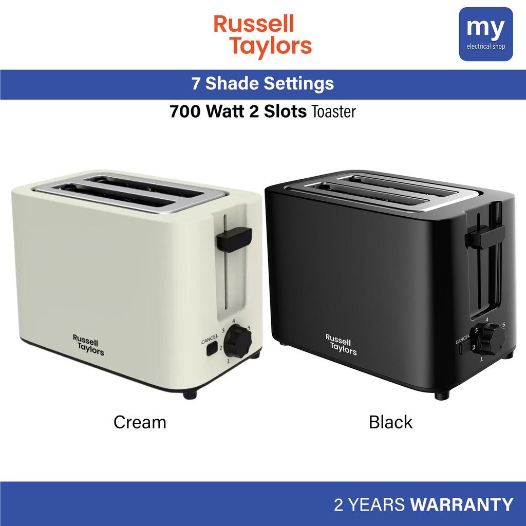 Russell Taylors 2 Slot 700 Watt Bread Toaster 7 Shades Setting T2 T2C ...