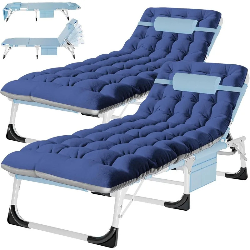 2PK Sun Tanning Chair，4-in-1 Patio Lounge Chair, Heavy Duty Folding ...