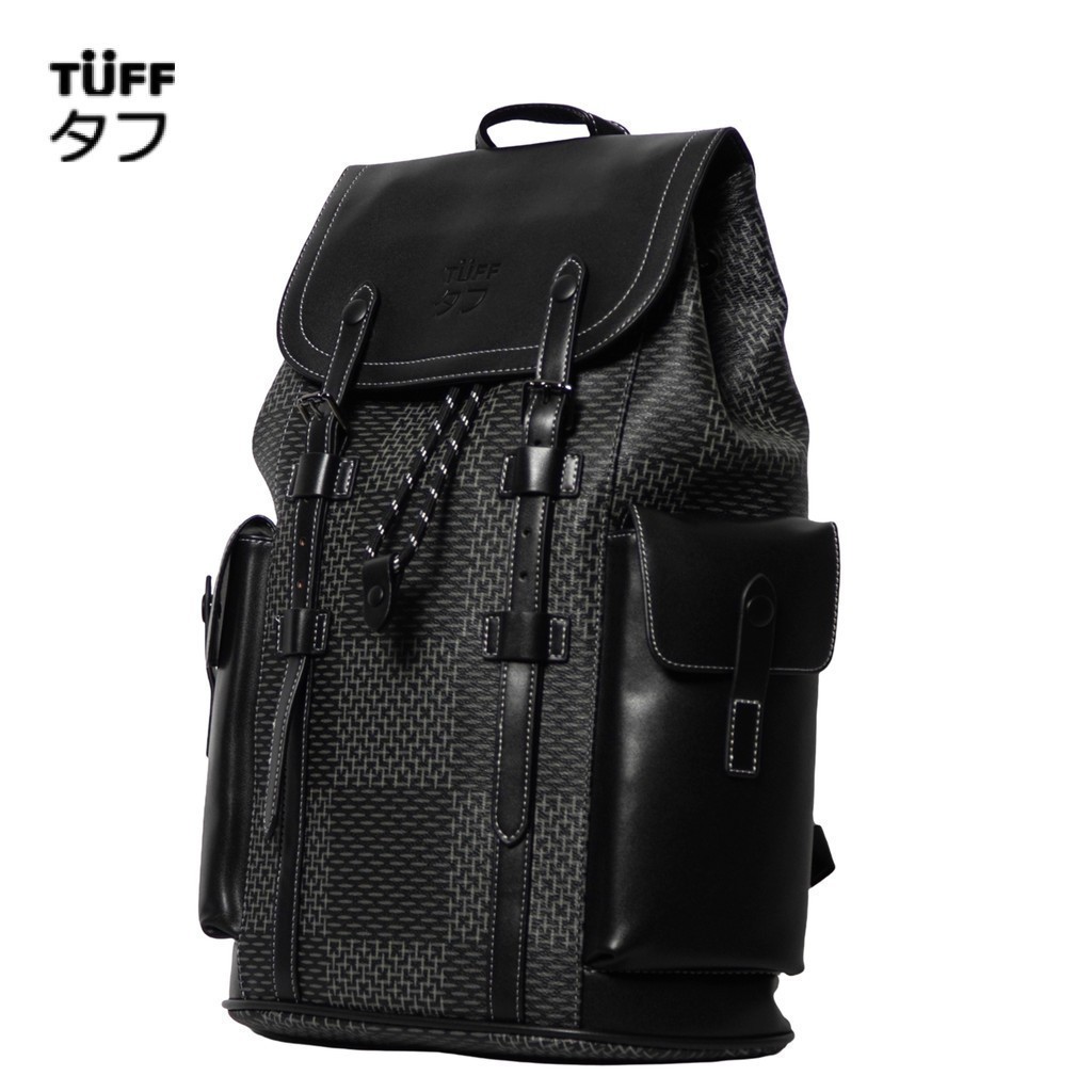 TUFF 83CB241 Black PU Leather Backpack Japan | Shopee Malaysia