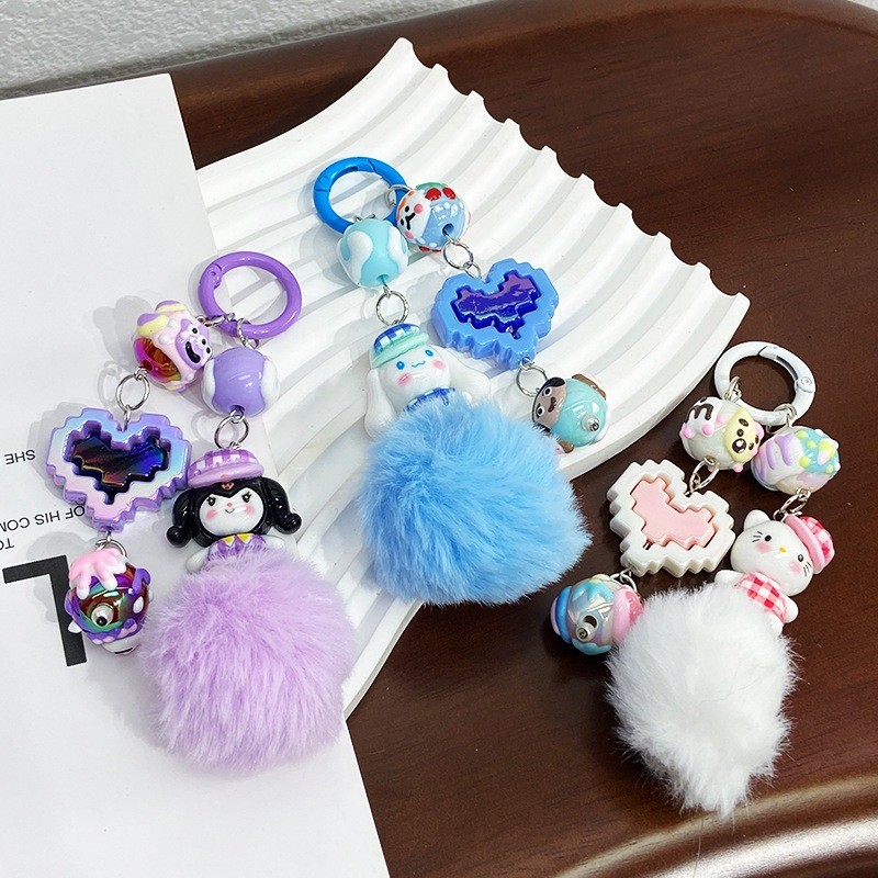 Sanrio Hello Kitty Melody Hairball Phone Chain Camera Pendant Kuromi ...