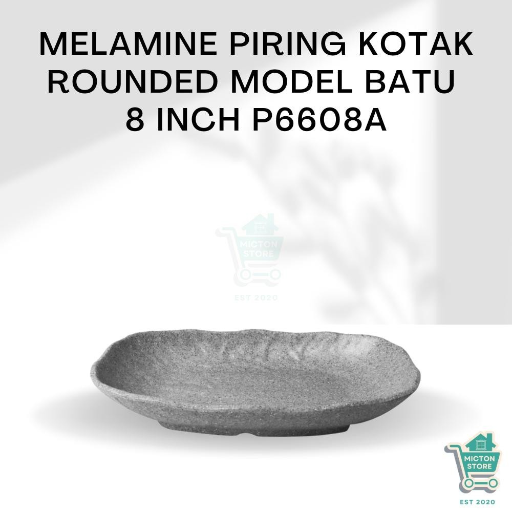 LUXTON Premium Melamine Rounded Square Plate Stone Model 8 inch P6608A ...