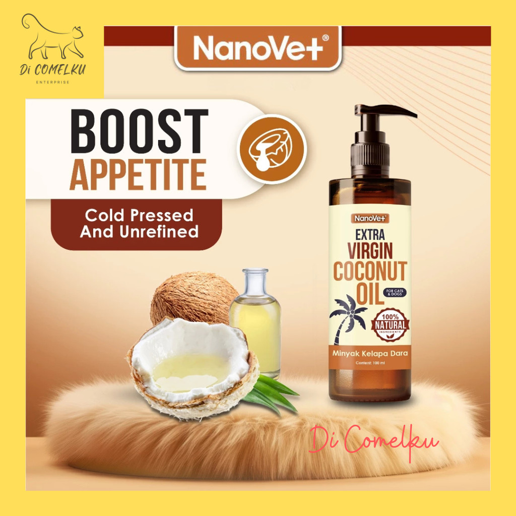 (100ml/250ml) Nanovet® Pet Extra Virgin Coconut Oil For Cat and Dog VCO ...