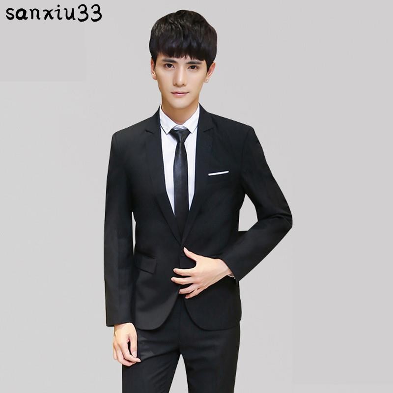 3 Piece Suit Men Blazer Lelaki Set Baju Tuxedo Slim Fit Blazer Man ...