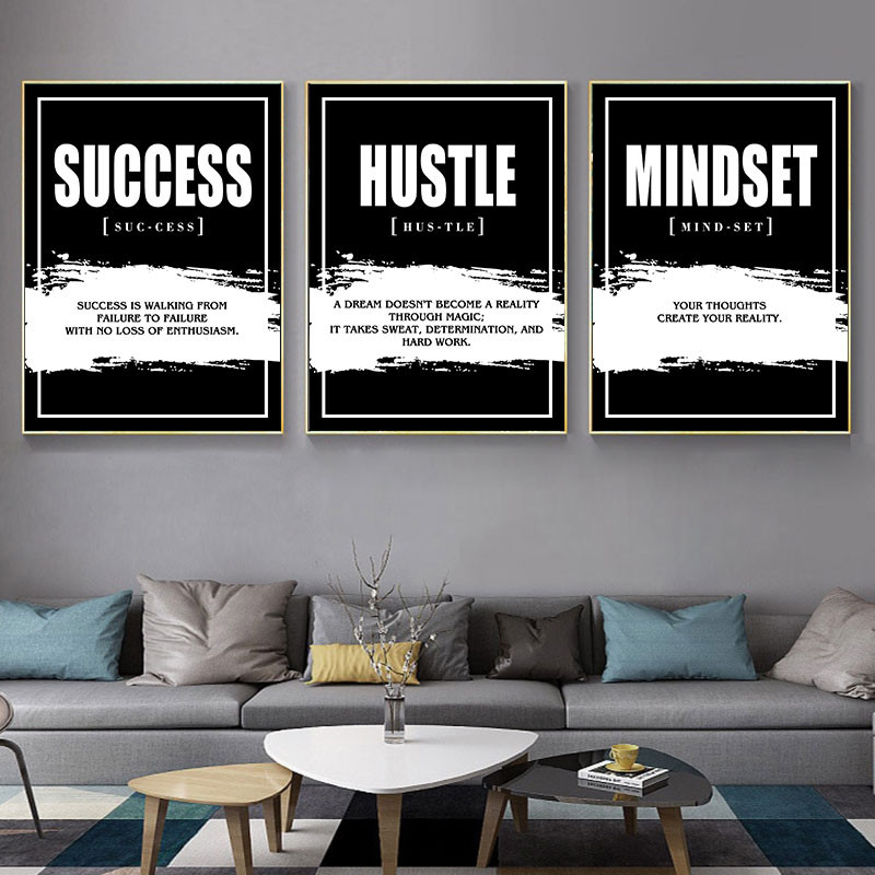 Fashion Black White Inspirational Canvas Art Prints Modern Motivational ...