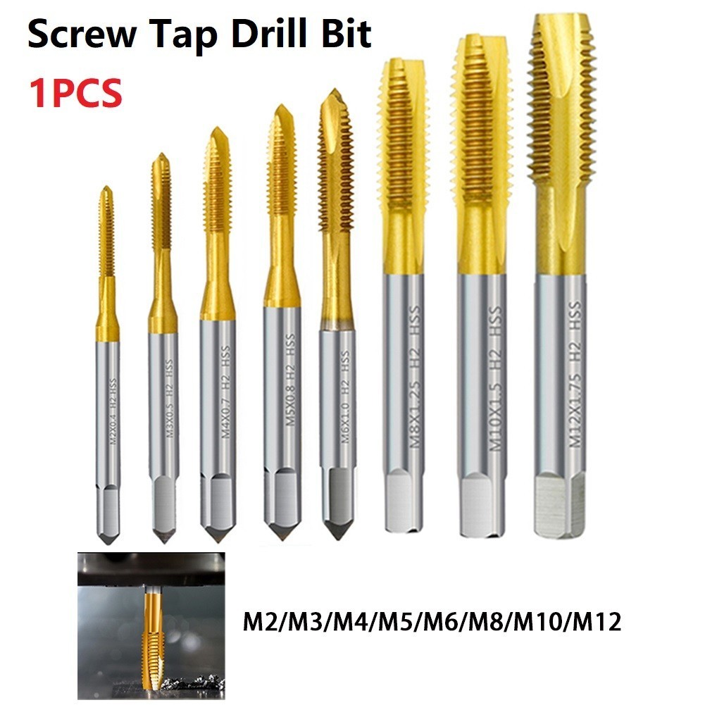 [LUMY] HSS Titanium Coating Screw Tap Drill Bit M2-M12 Metric Straight ...