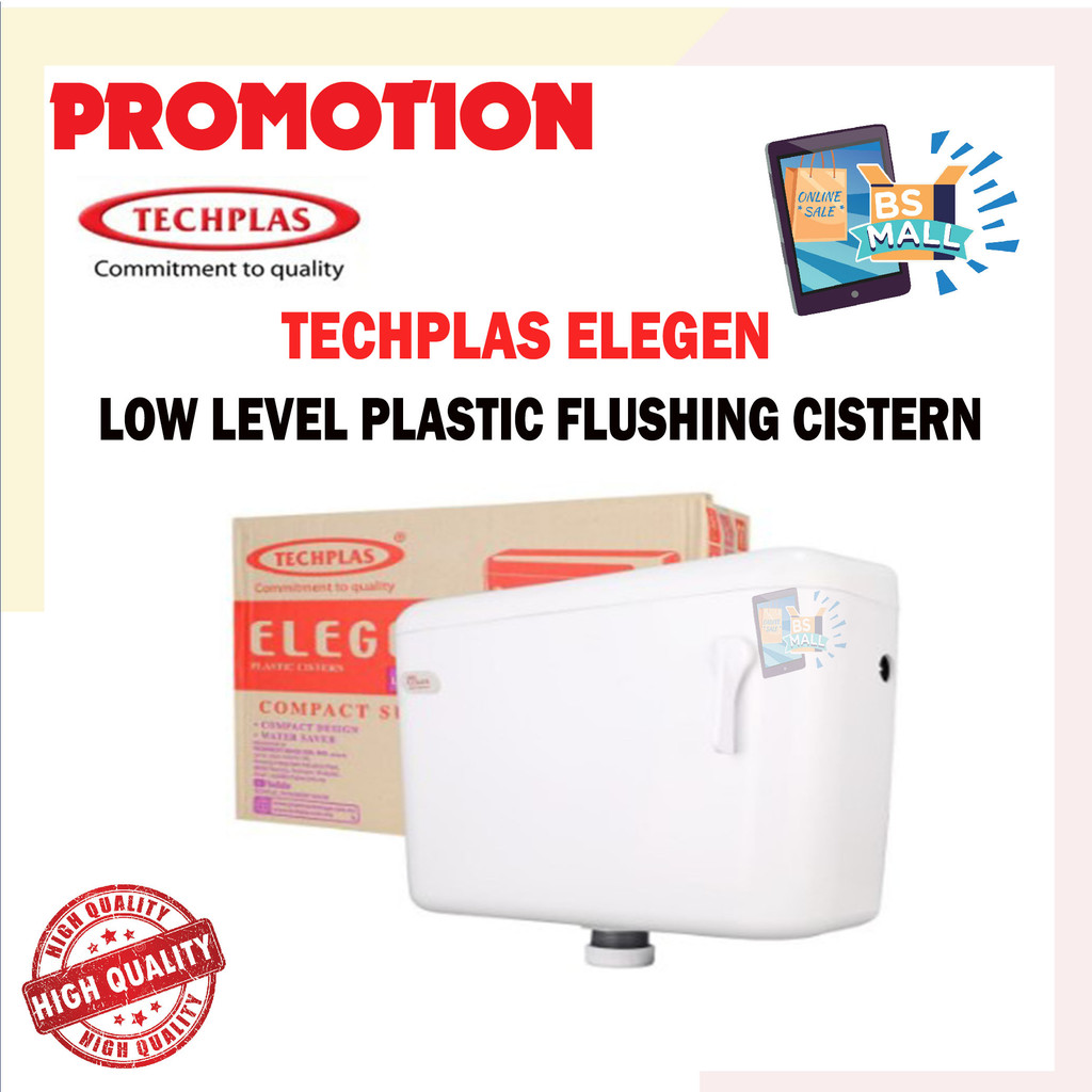 TECHPLAS 9L Elegen Low Level Plastic Cistern / Tangki Pam Tandas Duduk ...