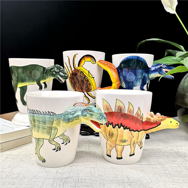 korean mug thermos mug ugly mug Seramik kartun dinosaur cawan air ...
