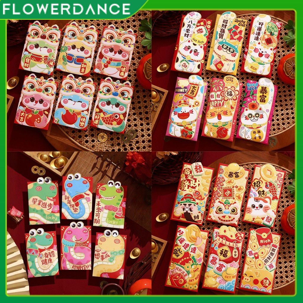 6pcs Chinese New Year Red Envelope Lucky Red Pockets 2025 Snake Year ...
