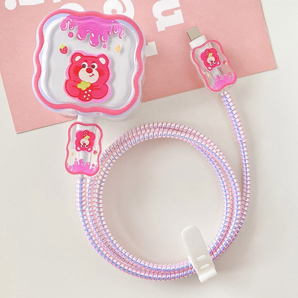 For iPhone UK 20W Charger Case 5Pcs Set Cartoon Losto Bear Pachacco Dog ...