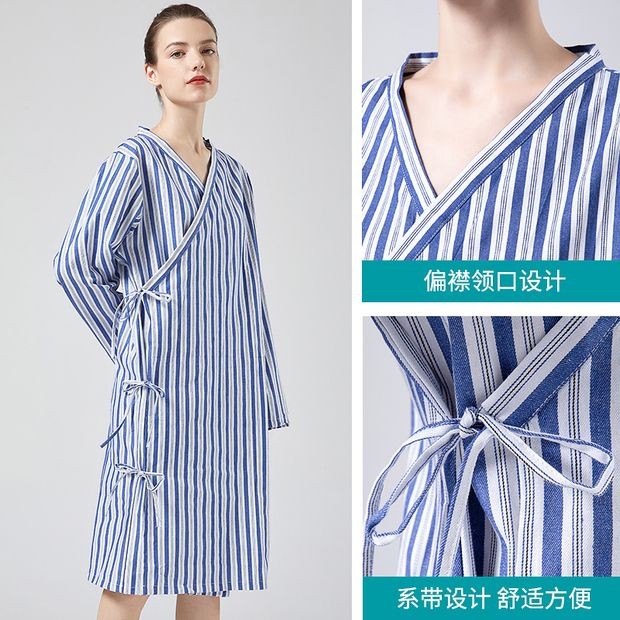 Patient Clothes Women Laced-Up Coat Long Style Easy-to-Wear Nursing ...