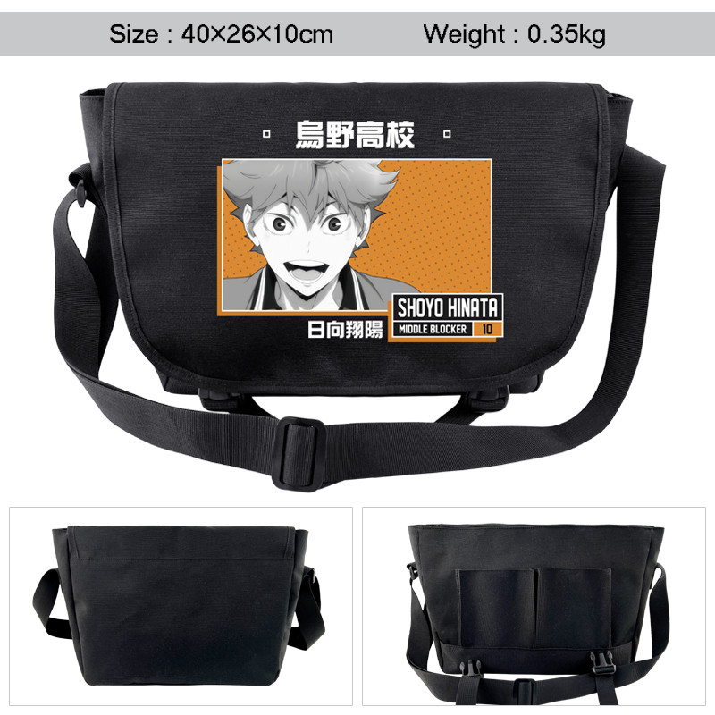 Haikyuu Cartoon Casual Double Buckle Black Satchel Bag Student Canvas ...