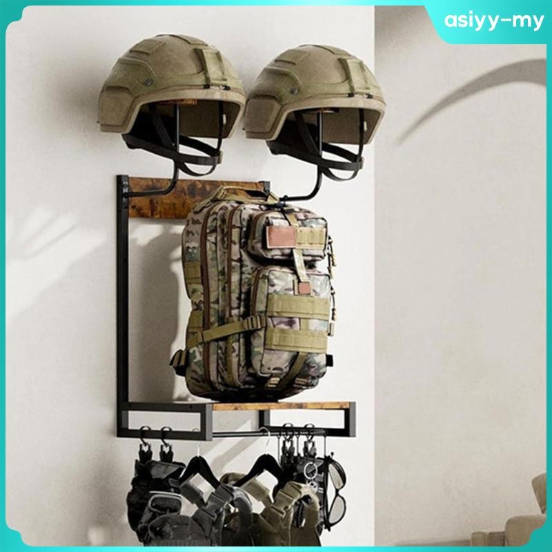 [AsiyyMY] Helmet Holder Motorcycle Gear Storage Rack Wall Mounted ...