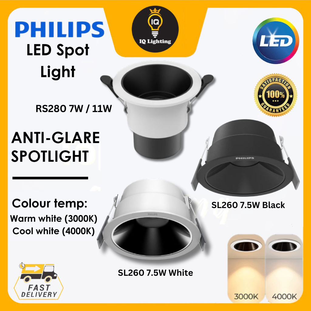 NEW PHILIPS Recessed Spotlight LED Eyeball 3000K/4000K/RS280 7W 11W ...