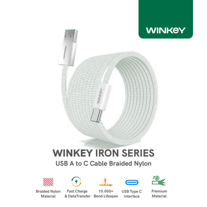 Winkey Iron Braided Cable USB to Type-C Fast Charging Data Cable ...