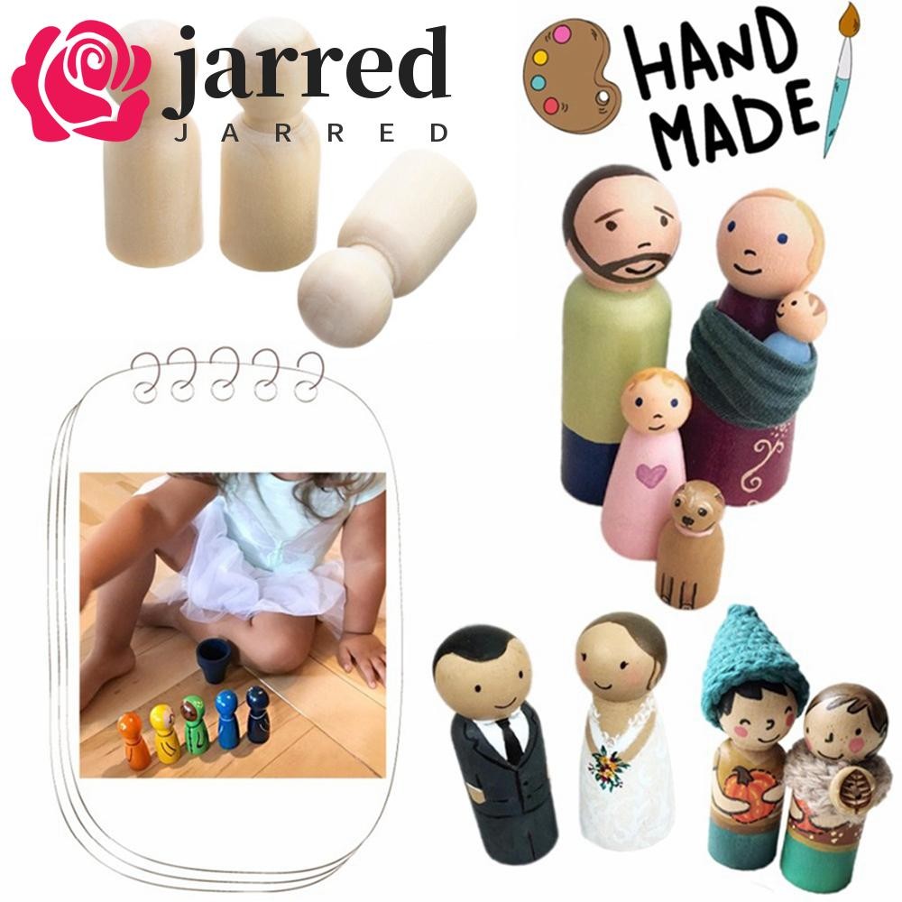 JARRED Wooden Peg Doll Lovely 20pcs Handmade Puppets Blank Natural Wood ...