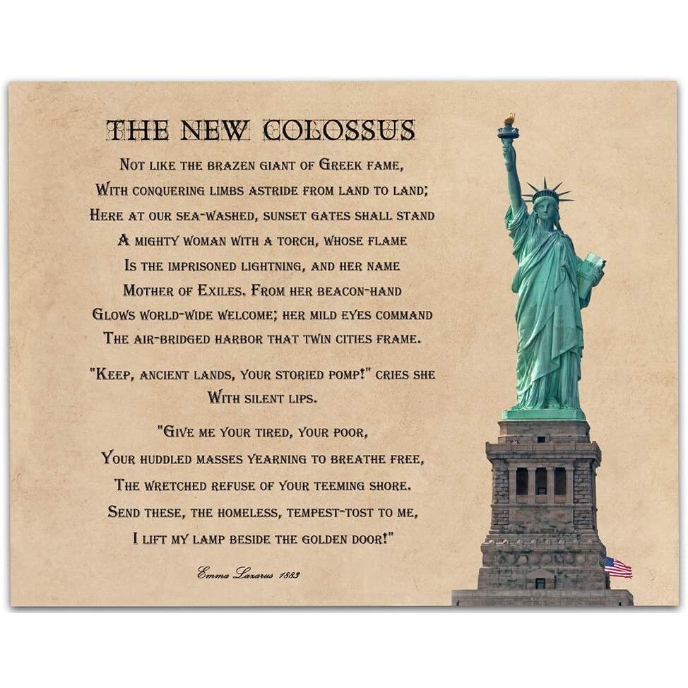 The New Colossus Give Me Your Tired Your Poor Print of 1883 Poem By ...