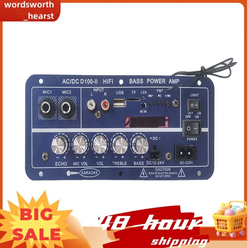 220V 12V Digital Bluetooth Amplifier Board Subwoofer Dual Microphone ...