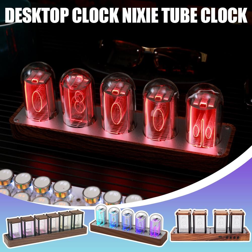Desktop Clock Nixie Tube Clock Vintage Glow Tube Clock - LED Luminous ...