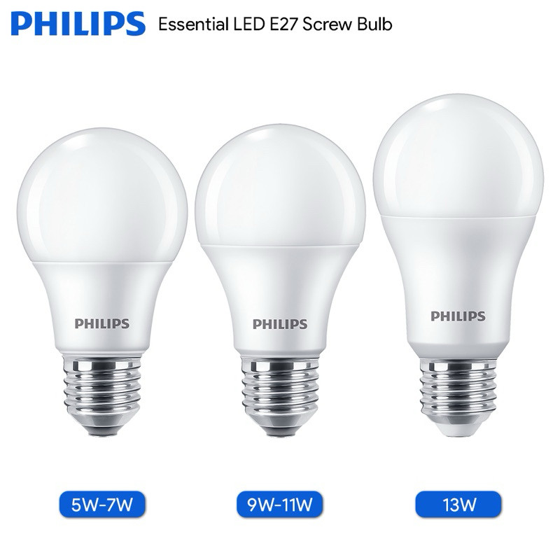 100% E27 Philips 5w/9w/11w/13w Essential E27 LED Bulb Mentol Lampu LED ...
