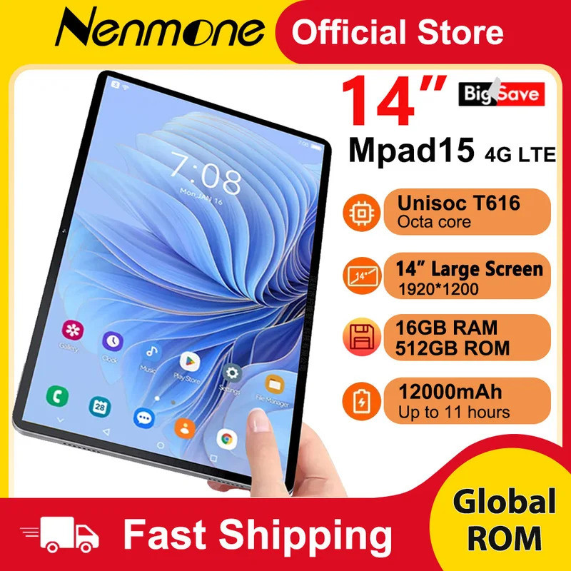 Global Version 14 Inch Tablet PC Big Screen 1920x1200 IPS 16+512GB ...