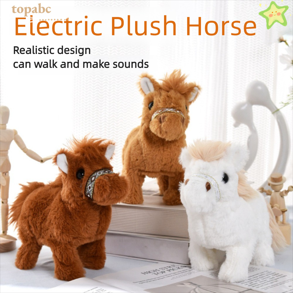 TOPABC Realistic Robot Pony, Plush Wags Tail Interactive Robotic Pony ...