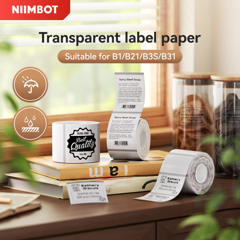 【Transparent】NIIMBOT B1/B21/B21Pro/B31/B3S Transparent Label Printing Paper Name Sticker ...