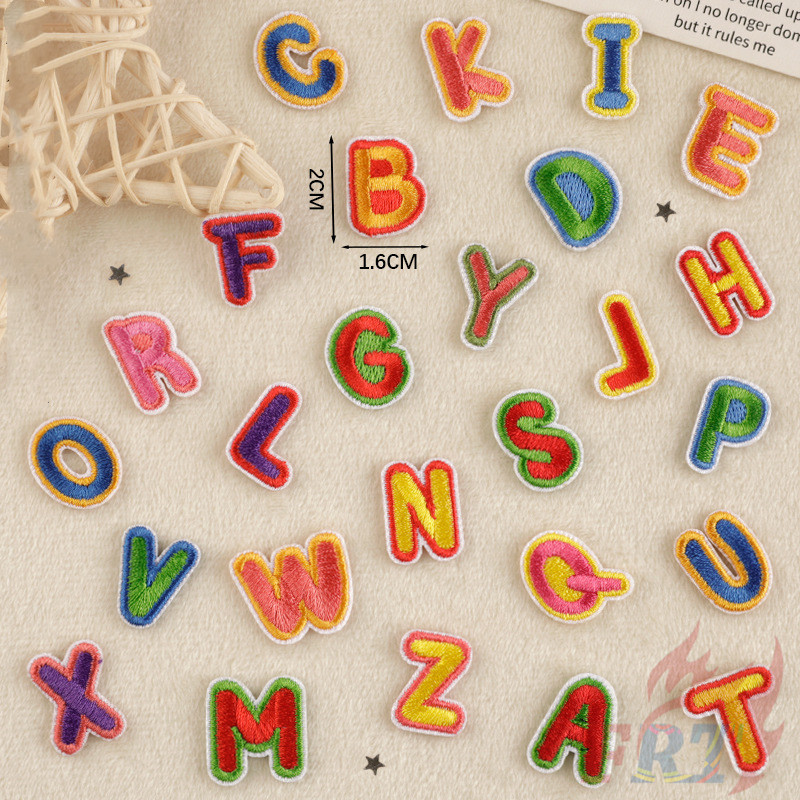 ☸ 1.6cm*2cm Colorful English Letters Iron-on Patches ☸ 1Pc DIY Iron on ...