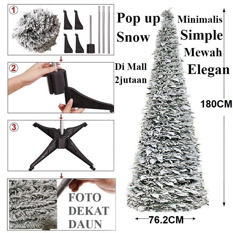 1,8 meter Snow Christmas Tree 6 feet Pop Up 180 CM meter Snow 180cm 1 ...