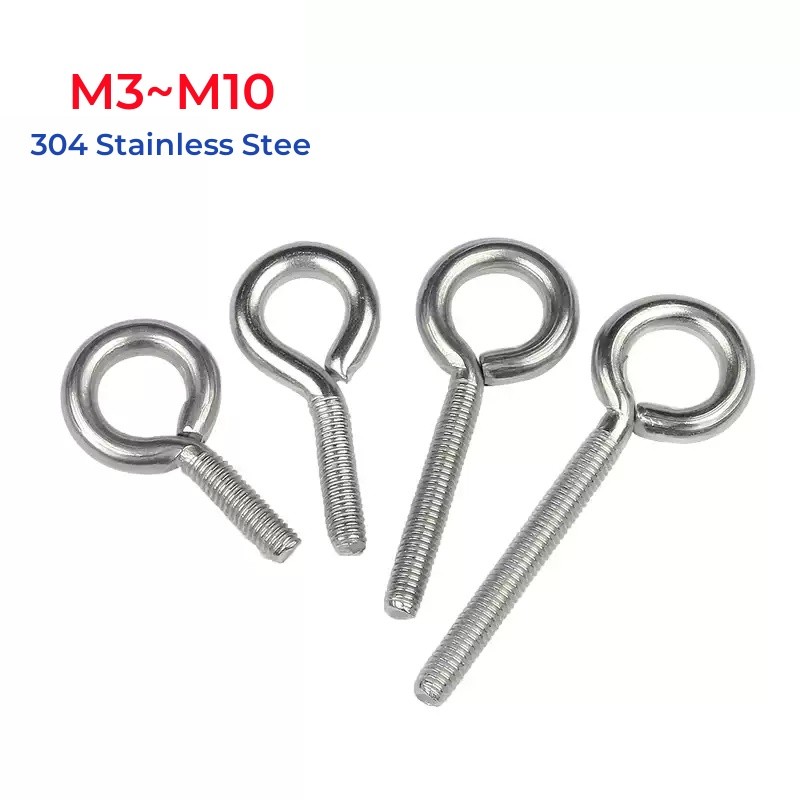 304 Stainless Steel Sheep Eye Screw Bolt M3 M4 M5 M6 M8 M10 Ring Hook Hanging Ring Screw ...