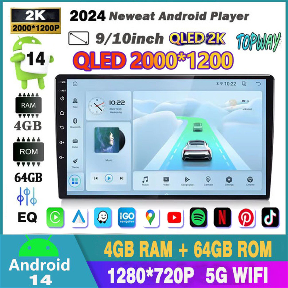 【Android 14 QLED 2K Touch Screen】2din Car Stereo Android Player 9 ...