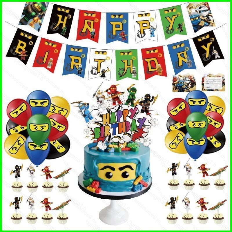 LEGO Ninjago Theme kids birthday party decorations banner cake topper ...