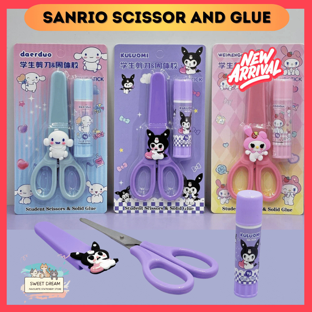 Sanrio Kuromi Melody Cinnamoroll Student Scissors Gunting with Safety ...